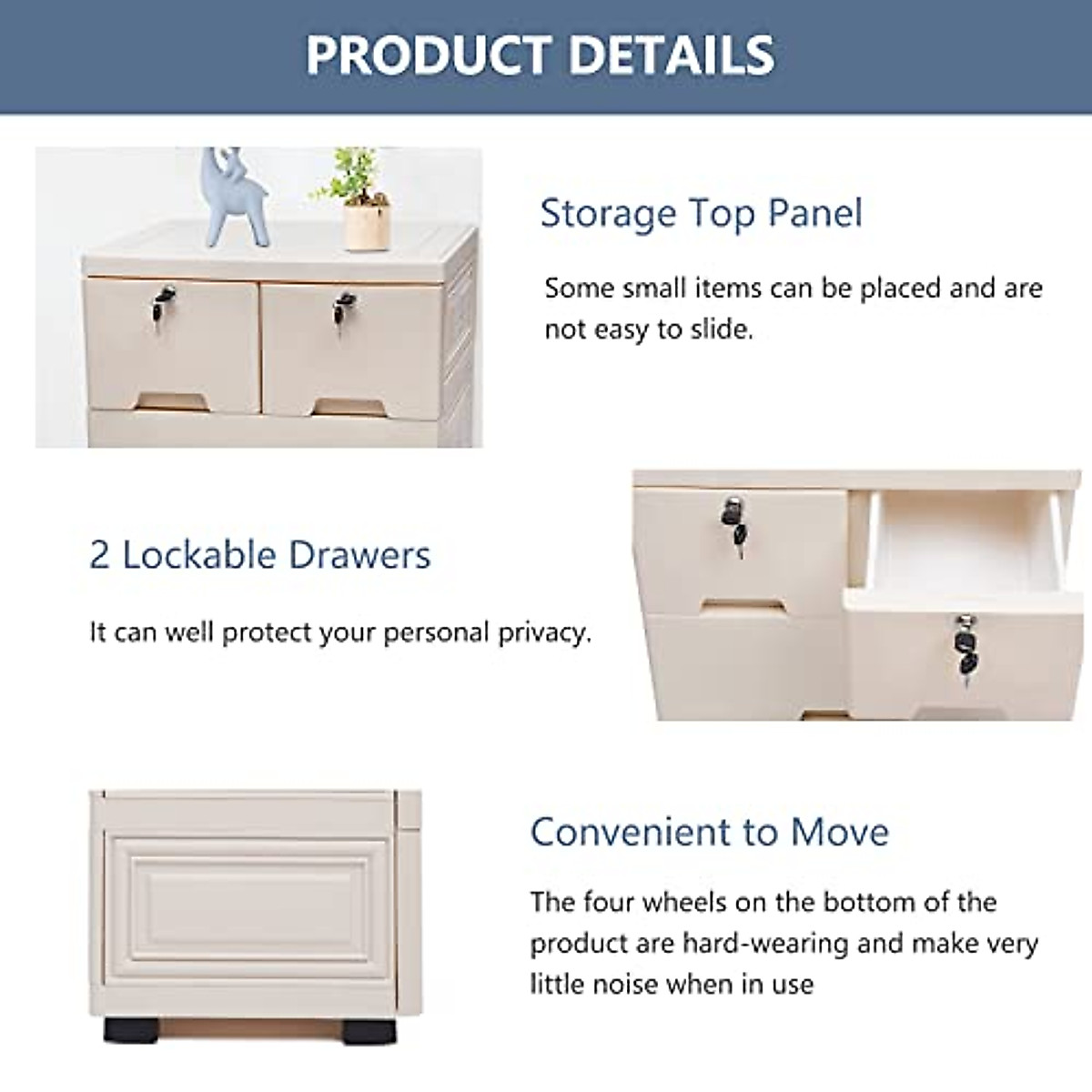 ZHFEISY Drawer Cabinet Plastic 6 Drawers Dresser Closet Organizer with Wheels Rolling Storage Dresser Cabinet 66lbs Load-Bearing Capacity for Clothes Playroom Bedroom