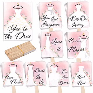 Lewtemi Set of 33 Wedding Dress Shopping Signs Paddles Say Yes to The Props Signs for Bridesmaids and Brides Bachelorette Party Games(Dress Style)