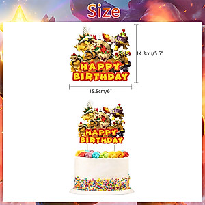 kozrlib Ma-rio Bowser Birthday Party Supplies Cartoon Bowser Theme Party Decorations Including Cake Topper Banner Cupcake Toppers Balloons and Background