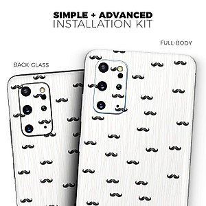 DesignSkinz The Micro Mustache Pattern Protective Vinyl Decal Wrap Skin Cover Compatible with The Samsung Galaxy S20 (Screen Trim & Back Glass Skin)