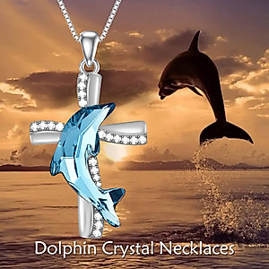 POPKIMI Dolphin Necklace Dolphin Gifts for Women 925 Sterling Silver Dolphin Jewelry