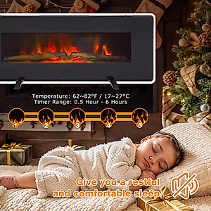 36 Inch Electric Fireplace, Ultra-Thin Recessed Wall Mounted Fireplace for Living Room/Bedroom with Remote Control, Adjustable Flame, 6H Timer, 1400W