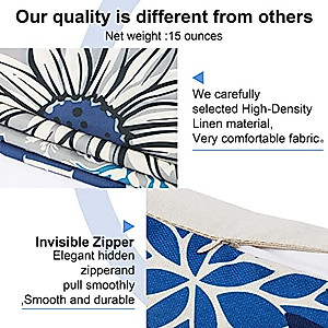 RYSMIYOU Decorative Throw Pillow Covers Set of 4 Blue Pillow Covers 18x18 inch Throw Pillow Cases Linen Square Pillow Case,Farmhouse Outdoor Modern Boho Pillow Covers for Couch Sofa Living Room