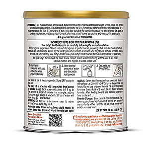 PurAmino Hypoallergenic Infant Drink, for Severe Food Allergies, Omega-3 DHA, Iron, Immune Support, Powder Can, 14.1 Oz (Pack of 4)