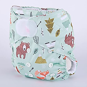 Baby Pocket Cloth Diaper Nappy Hook and Loop (Bears Teepee)