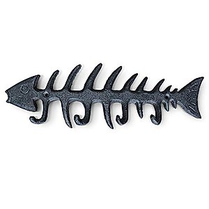 Wallcharmers Large Fish Bone Key, Leash, & Towel Holder | Nautical Home & Wall Decor