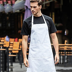 White Apron,Chef Apron For Men Women Adults Chef Costume Adjustable Kitchen Cooking Long Aprons For Women With Pockets(White)