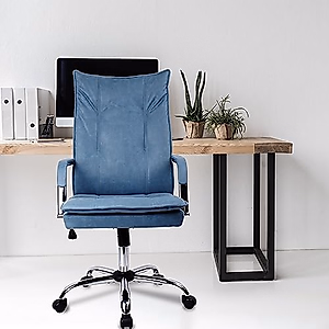 CLATINA Ergonomic Office Chair,High Back Computer Desk Chair with Armrest PU Leather Fabric Double Padded Cushion Adjustable Height Swivel Office Home (Blue)