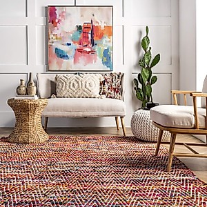 nuLOOM Rochell Handwoven Chevron Area Rug, 5 x 8 ft, Magenta