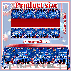 54*108 Inches Veterans Day Decorations Tablecloth, 3Pieces Thank You Veterans Tablecloth Happy Veterans Day Decorations Table Cover, Veterans Day Table Decorations for Patriotic Party Decorations