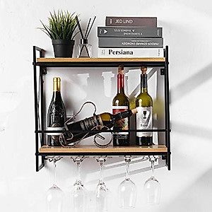 Tinyuet Wine Rack Wall Mounted, 21.6in Metal Hanging Wine Holder, Elegant Wine Glass Rack for Kitchen/Dining/Room/Wine Cellar/Bar