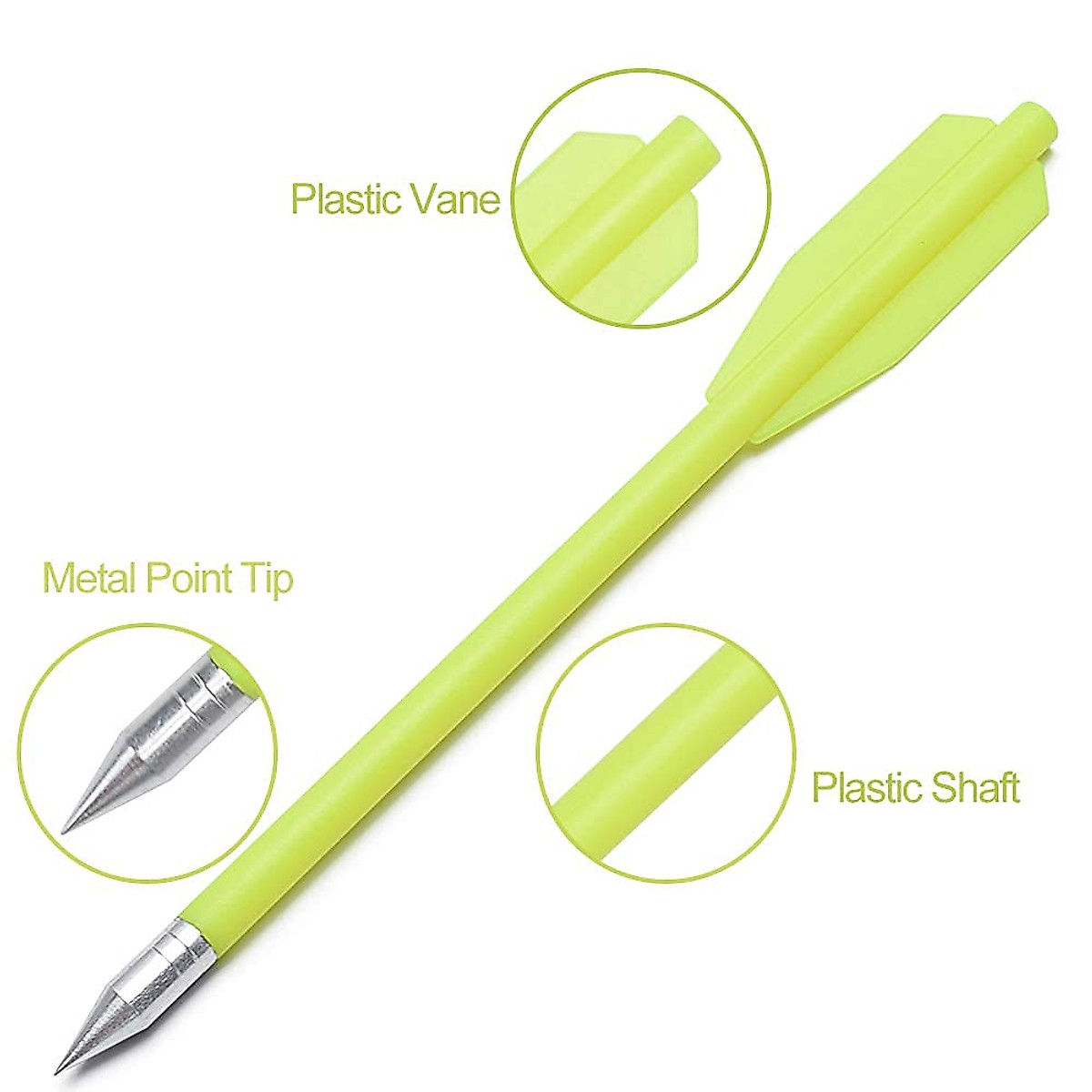 Bow and arrow college Mini Crossbow Bolts Miniature Crossbows Arrows Yellow Plastic Body with Sharp Metal Point Tip(Pack of 12)