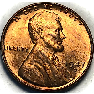 1947 D Lincoln Wheat Cent BU MS RED Penny Seller Mint State