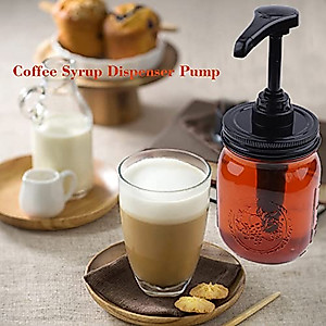 GMDREUT Mason Jar Syrup & Honey Pump Dispenser Lids For Regular Mouth Jar (2 Pack) Coffee Syrup Dispenser Food Grade, Airtight & Leak & Rust Proof Sauce Dispenser Pump Lids (Jar Not Included)