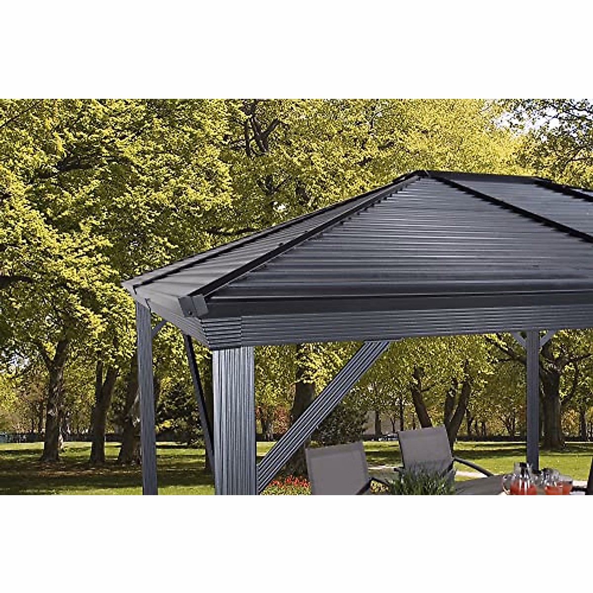 Sojag 10' x 10' Ventura Hardtop Gazebo Outdoor Weather-Resistant Aluminum Frame Sun Shelter Dark Grey