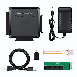Hard Drive Reader, SATA/IDE to USB 3.0 Adapter External Hard Drive Ultra Recovery Converter for 2.5/3.5 HDD/SSD Hard Drive, Included 12V/2A Power Adapter