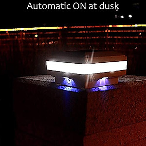 Sumaote Solar Post Cap Light, 52 LEDs 160 Lumen Outdoor Solar Post Light Fits 4x4 5x5 6x6 Wooden Posts Fence Post Lights Platform Garden Patio Deck Lighting 6000K White Light, Black Shell, 4 Pack