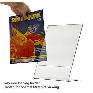 20 Pack Acrylic Sign Holder for 8.5" x 11" Literature Clear Slanted Plexiglass Countertop Graphic Image Side Load Display for Retail Stores Hotels Offices and Restaurants by Marketing Holders