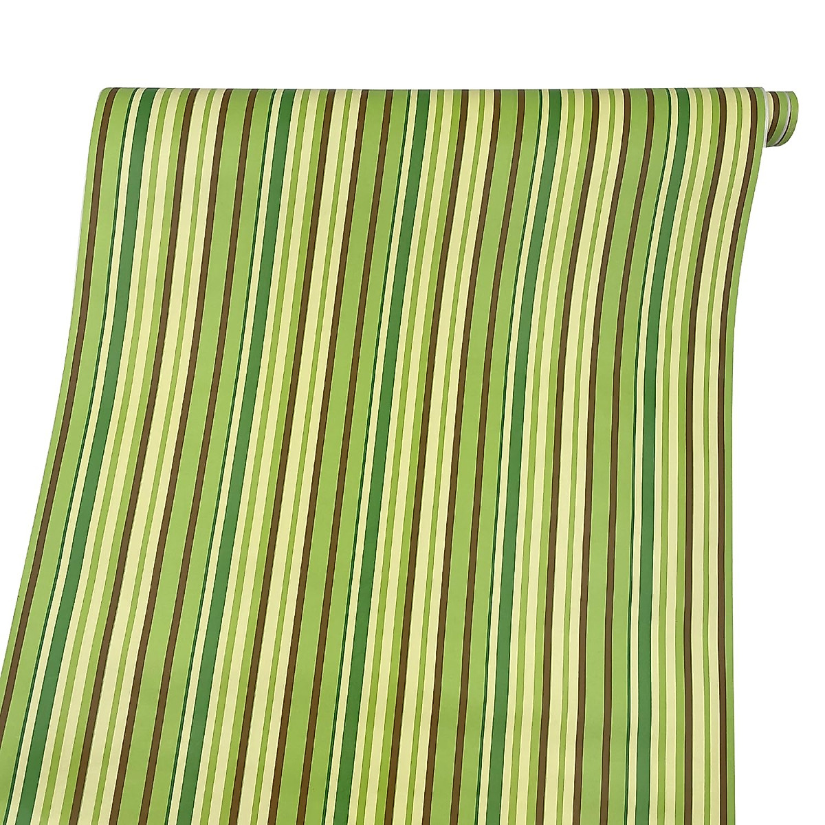 Yifely Peel & Stick Shelf Liner Removable Furniture Paper for Covering Apartment Old Cabinets Drawers, Green Stripes, 17.7 Inch by 9.8 Feet