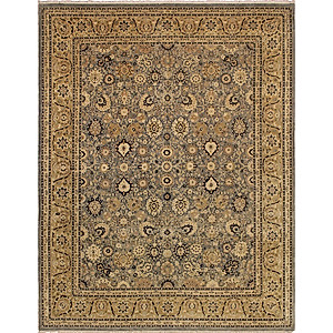 Noori Rug Hand Knotted Area Rug 8'1" x 10'4" Gray/Gold