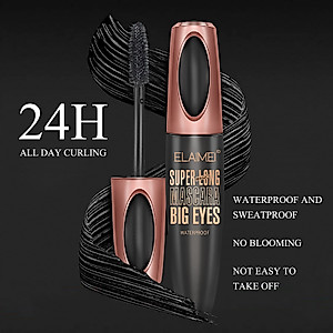 4D Silk Fiber Big Eye Lash Mascara, Mascara Black Volume And Length Intense Long Lasting, Waterproof No Clumping, Lengthening Thicking Volumizing Luxuriously Longer Mascara
