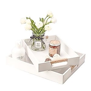 Serving Tray Set of 2 Coffee Table Tray for Serving Food Breakfast Nesting Decorative Tray for Coffee Table