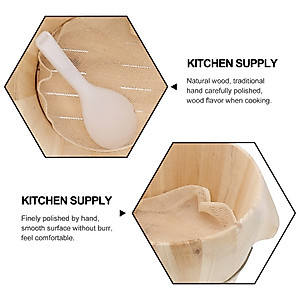 BESTonZON Bamboo Handmade Rice Bucket Rice Steamed Bucket with Lid Rice Steamer Baskets Rice Barrel Wooden Wood Cooking Steamer Dumpling Steamer Basket