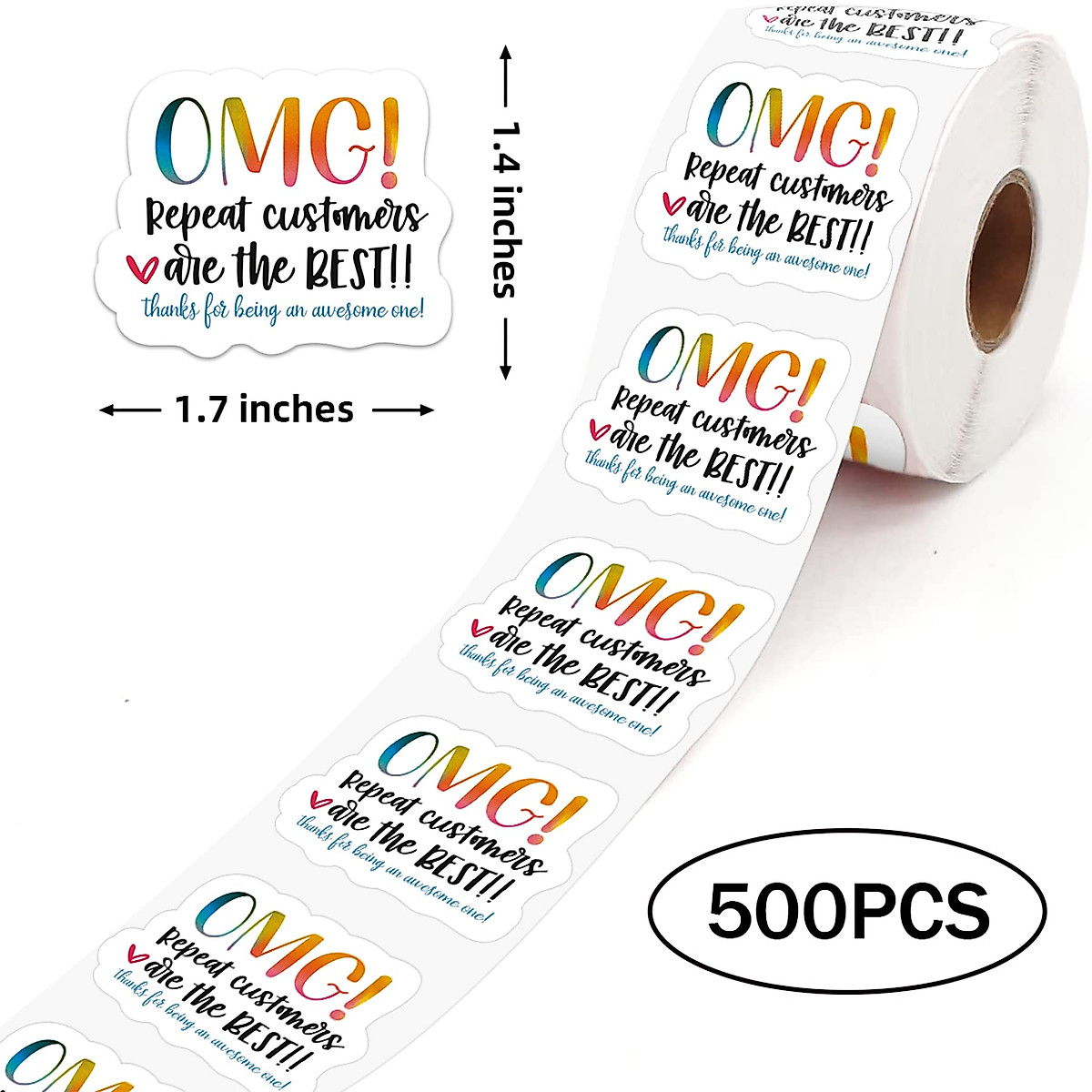 Calyders 500 PCS Cute Small Business Thank You Stickers, Repeat Customers are My Favorite Business Stickers, Packaging Stickers, Mail Envelopes Shipping Stickers for Online Retailers Small Business