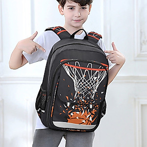 Glaphy Basketball Sports School Backpack Lightweight Laptop Backpack Student Travel Daypack with Reflective Stripes