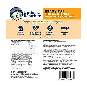 Under the Weather Pet | Ready Cal for Dogs 100cc | High Calorie Supplement | Weight Gainer and High Calorie Booster | 10 Vitamins, 7 Minerals & Omega Fatty Acids