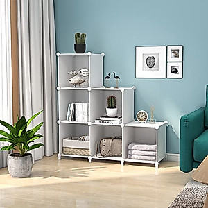 Wolizom Cube Storage Organizer, 6-Cube White Closet Storage Shelves, Modular Units, Closet Cabinet, Portable DIY Plastic Book Shelf Shelving for Bedroom, Office, Living Room (12"X12"X12")