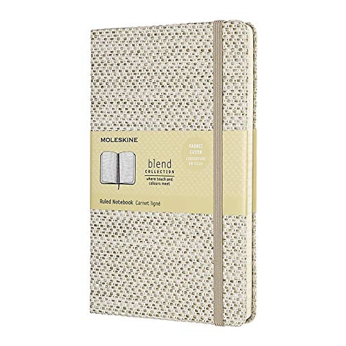 Moleskine Limited Collection Blend Textile Notebook, Hard Cover, Large (5" x 8.25") Ruled/Lined, Beige, 240 Pages (8053853600103)