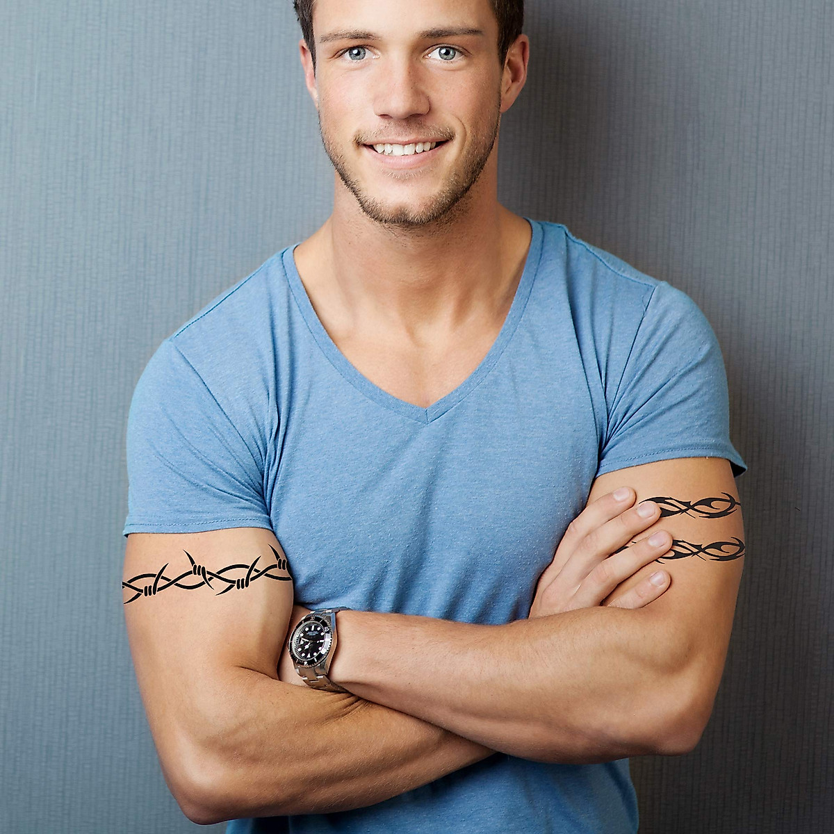 Variety Pack of Large Barbed Wire Temporary Tattoos | 9-Pack | Skin Safe | MADE IN THE USA | Removable