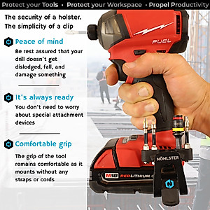 NÖHLSTER Locking Tool Clip for Cordless Drill, Impact Driver, Finish Nailer, Cordless Tools - No Holster Needed - Bit Holder Included