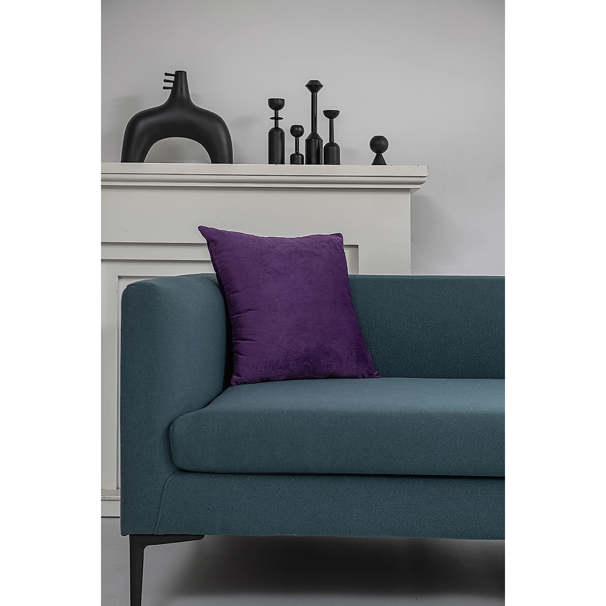 DEZENE 18x18 Throw Pillow Cases Purple: 2 Pack Cozy Soft Velvet Square Decorative Pillow Covers for Farmhouse Home Decor