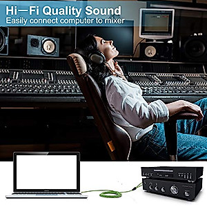 PPTVC 3.5mm 1/8" TRS Male to 2X 6.35mm 1/4" TS 10ft,Male Mono Stereo Y-Cable Splitter Compatible for Home Stereo Systems, Laptop,Amplifier, Mixer Audio Recorder，MP3, etc