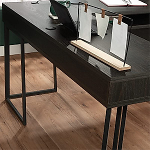 Sauder Canton Lane Engineered Wood and Metal L-Desk in Brew Oak