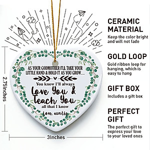 Christian Religious Gift for Godchild from Godmother, Love You & Teach You, Christmas Ornament Keepsake Sign Gift for Godson Goddaughter, Baptism Christening Gift Boys Girls from Godmother