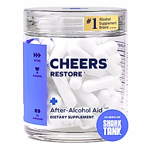 Cheers Restore | Supplement with DHM + L-Cysteine | Feel Better After Drinking & Support Your Liver | 12 Doses | Dihydromyricetin, Cysteine, Prickly Pear, B-Vitamins, Ginger