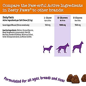 New Zealand Green Lipped Mussel Bites for Dogs - 500 mg Dog Hip & Joint Support Supplement Soft, 90 Count, Assorted