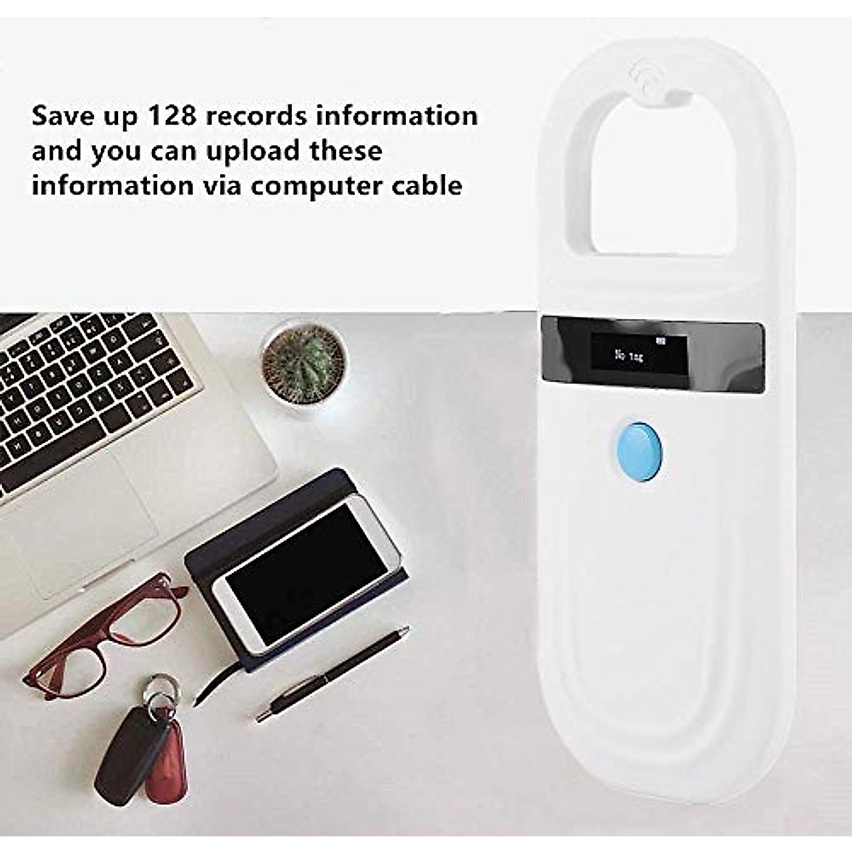 Microchip Reader RFID 134.2Khz, Pet ID Microchip Scanner with 0.91 Inch High Brightness OLED Display and Rechargable by Type-C for Animal Tracking