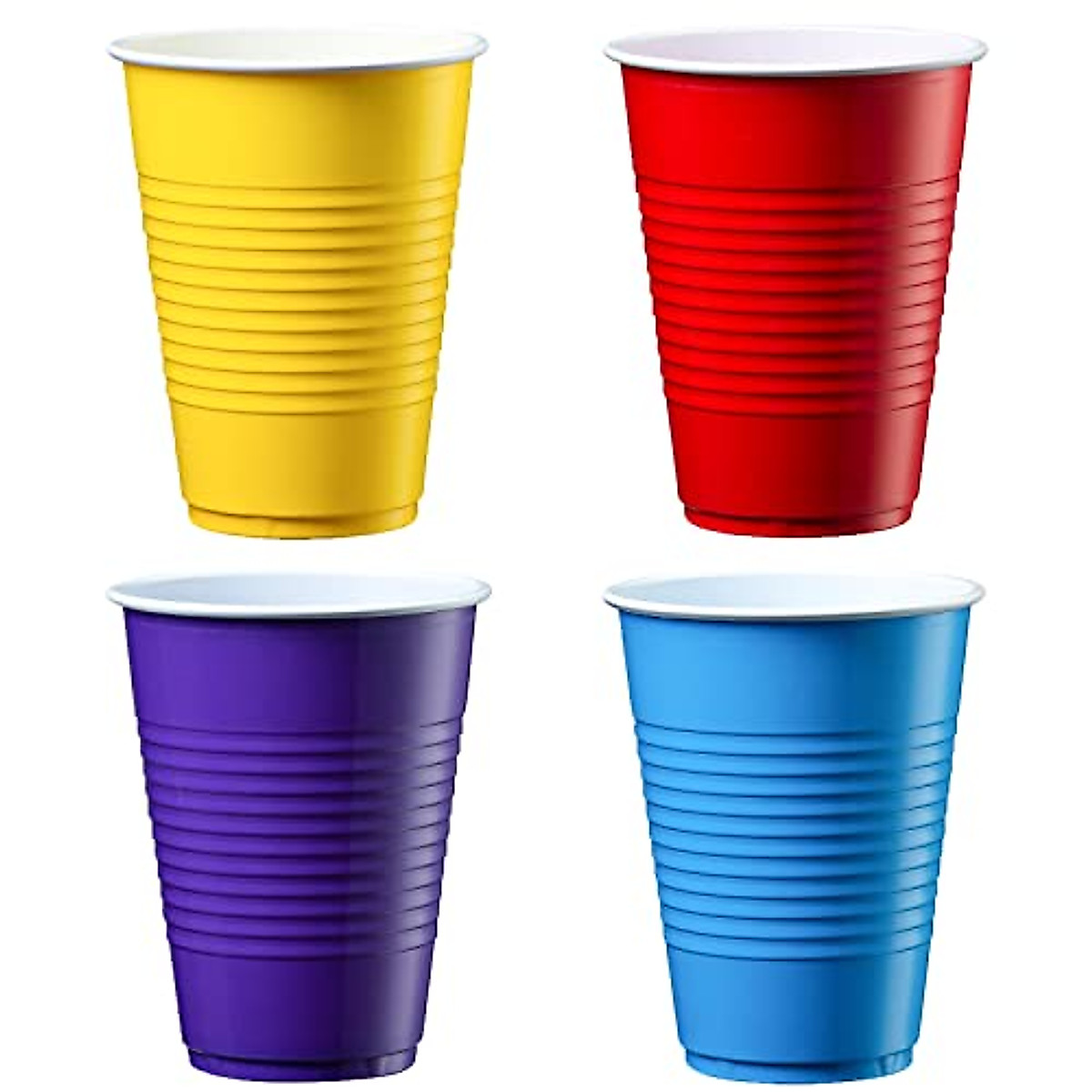 Comfy Package [240 Count 16 oz. Disposable Party Plastic Cups - Assorted Colors Drinking Cups