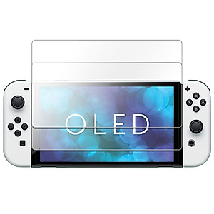 TALK WORKS Tempered Glass for Nintendo Switch OLED 2021 - Scratch- & Crack-Resistant Screen Protector, Easy-Install, Protective Ultra-Thin HD Touch Screen Cover Film Back (2 Pack)