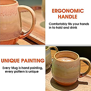 Large Coffee Mugs 16 oz for Men/Women, Vivimme Coffee Mug Set with Spoons, 2-Pack Ceramic Tea Mug for Soup, Hot Cocoa, Funny Tea Cups for Office and Home, Coffee Mugs for Couples, Engagement Gifts
