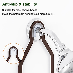 Fixwal Shower Caddy Over Shower Head, No Drilling Bathroom Hanging Shelf Storage Organizer Rack Basket with Hooks, 2 Soap Holders and Adhesives, Rustproof Waterproof Anti-Swing, Bronze