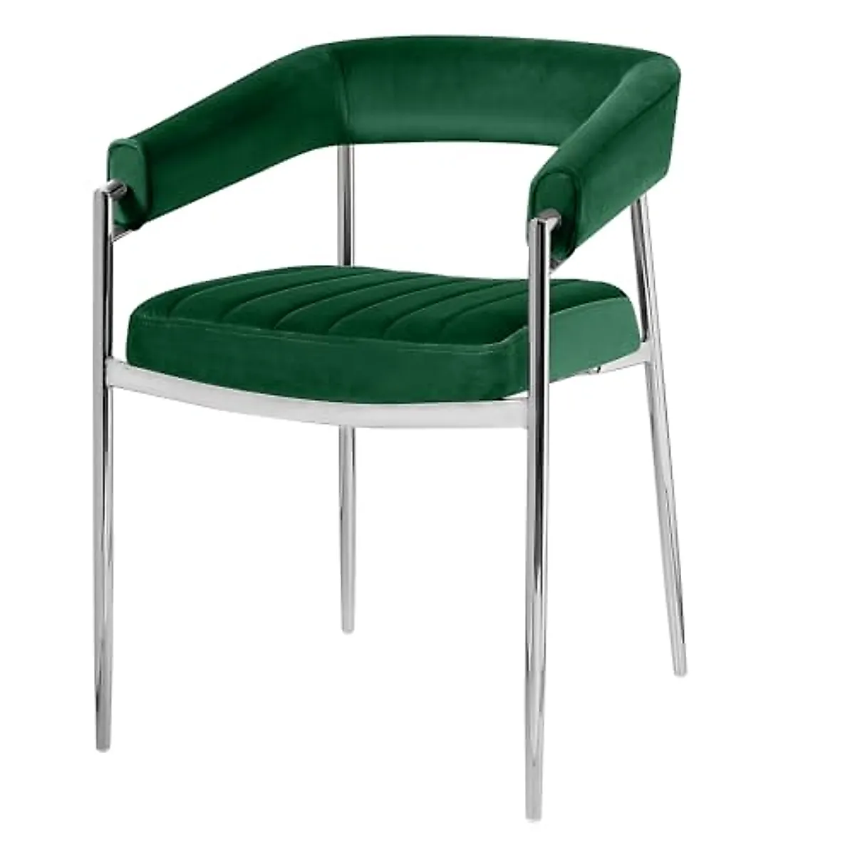 Bekrvio Velvet Arm Dining Chairs Kitchen Dining Room Chairs with Armrest, Mid Century Modern Living Room Armchair Accent Chairs Upholstered Kitchen Chairs with Metal Chrome Legs, Green