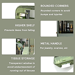 FZYUAN Bathroom Wall Cabinet Bathroom Cabinet Wall Mounted with Drawers Medicine Cabinet with Hooks Over The Toilet Storage Cabinet Hanging Cabinet for Bathroom Livingroom Kitchen,Green,40x12x70cm/17