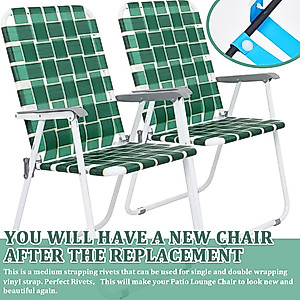 GORGECRAFT A Box 100Pcs Patio Strapping Rivets Fasteners 4/5" Length White Medium Multi Gauge for Patio Lounge Chair Outdoor Furniture Replacement Parts Repair Webbing Lawn Lounge with 1/4" Holes