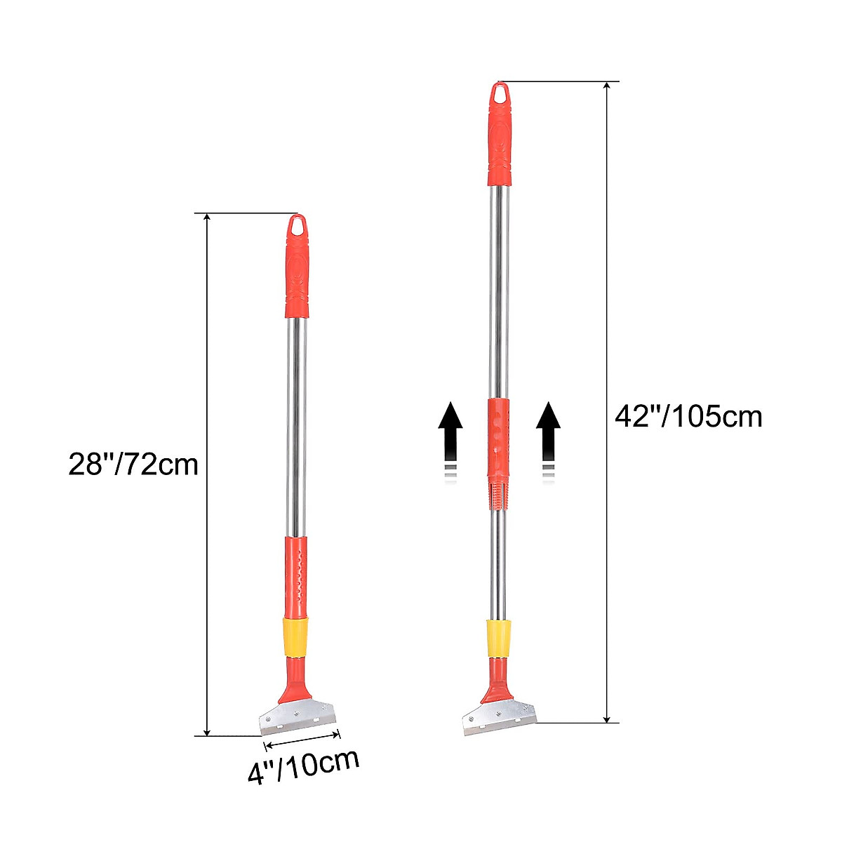 uxcell 42" Adjustable Floor Scraper Strengthening Long Steel Handle Flooring Removal Tool with Cover for Window Paint Glass Wall