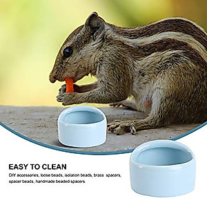 Mipcase Hamster Ceramic Bowl- Small Animal Food Bowl, No Spill Food Water Dish for Hedgehog Gerbil Chinchilla Rat Ferret ( Blue )
